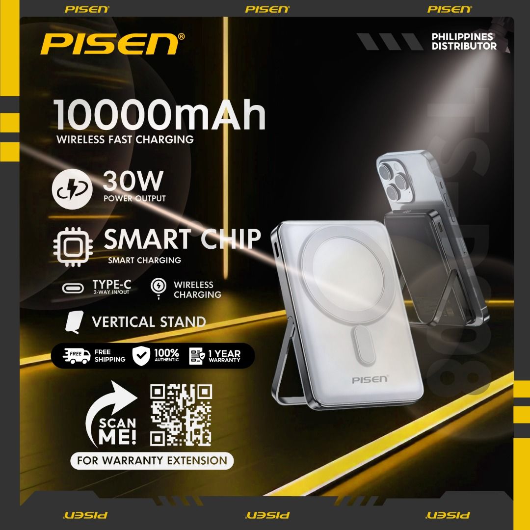 PISEN 30W 1000mAh Magnetic Wireless Fast Charging Powerbank with Stand ...