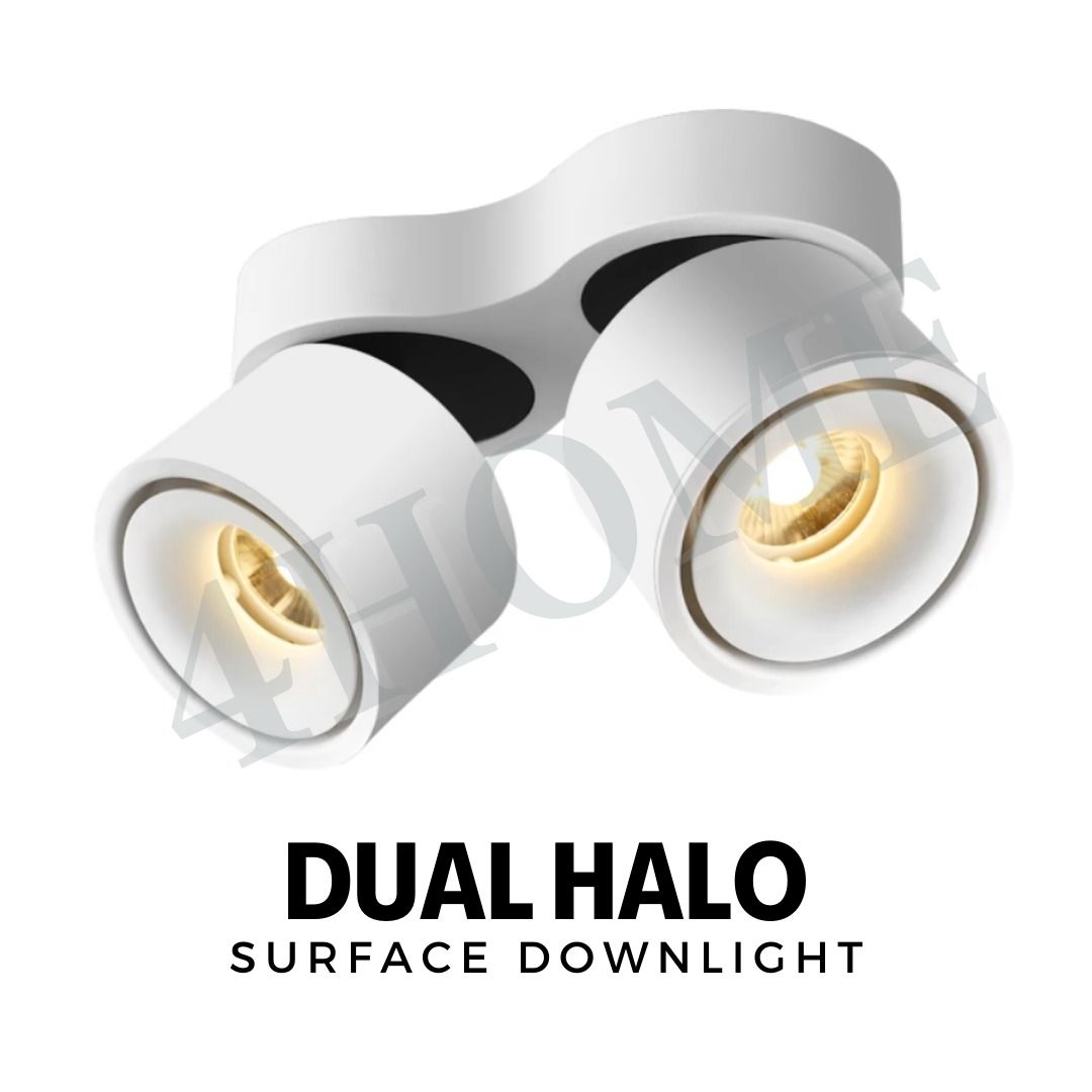 Premium White Double Head Halo Cylindrical Spotlight Surface Mounted ...