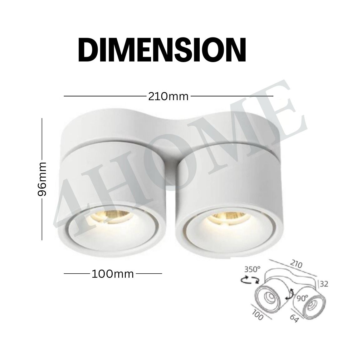 Premium White Double Head Halo Cylindrical Spotlight Surface Mounted ...