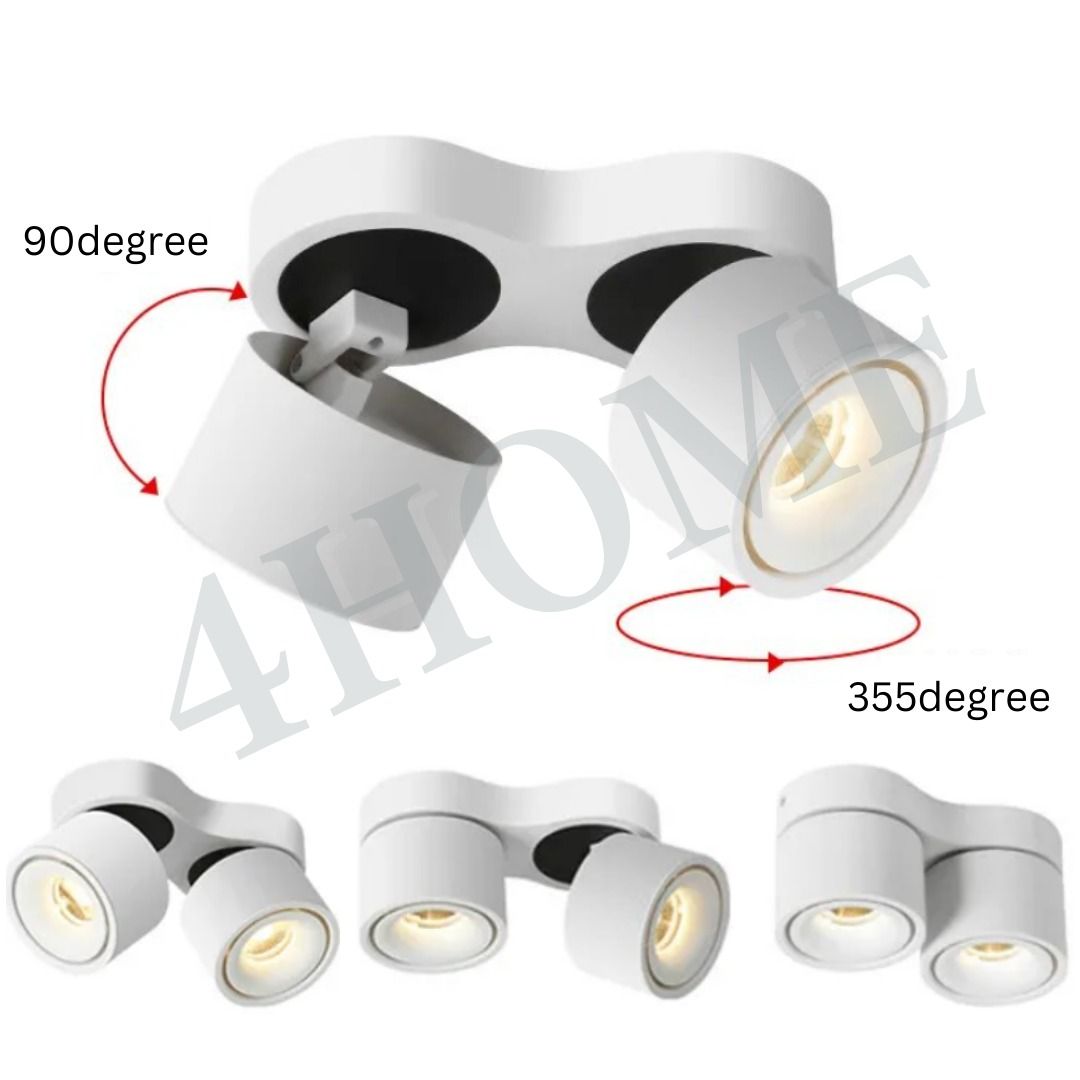 Premium White Double Head Halo Cylindrical Spotlight Surface Mounted ...