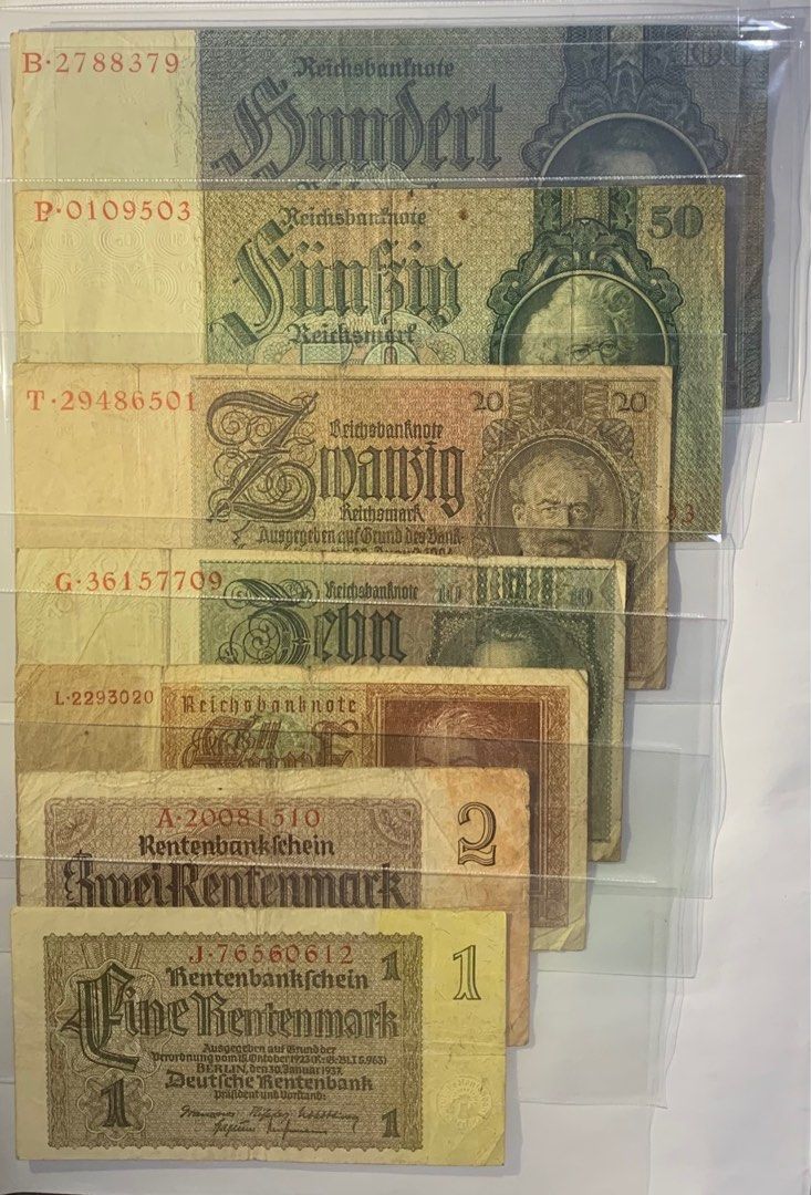 1929-1942 Weimar Republic and Nazi Germany 1-100 Reichmark old original ...