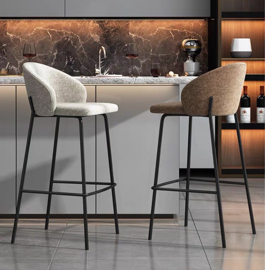 VOLINE Modern Fabric Bar Stool, Furniture & Home Living, Furniture ...