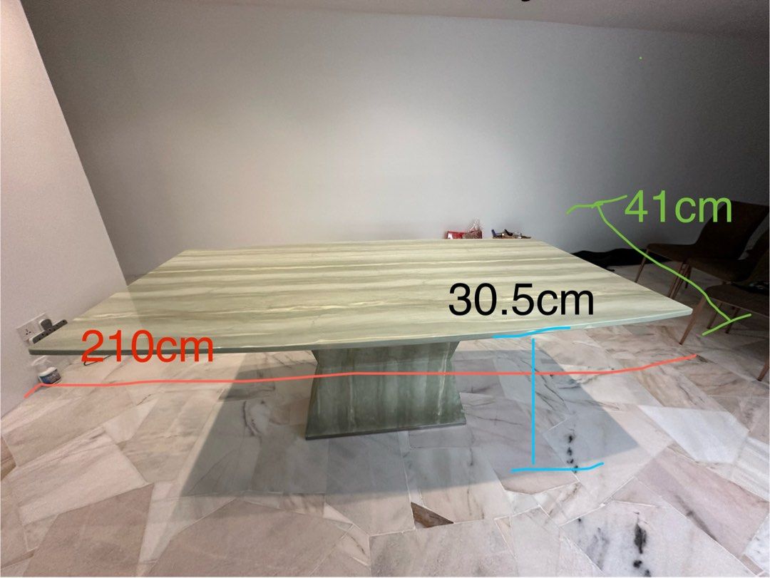 8 pax Dinner table Faux Marble Dining Table, Furniture & Home Living ...