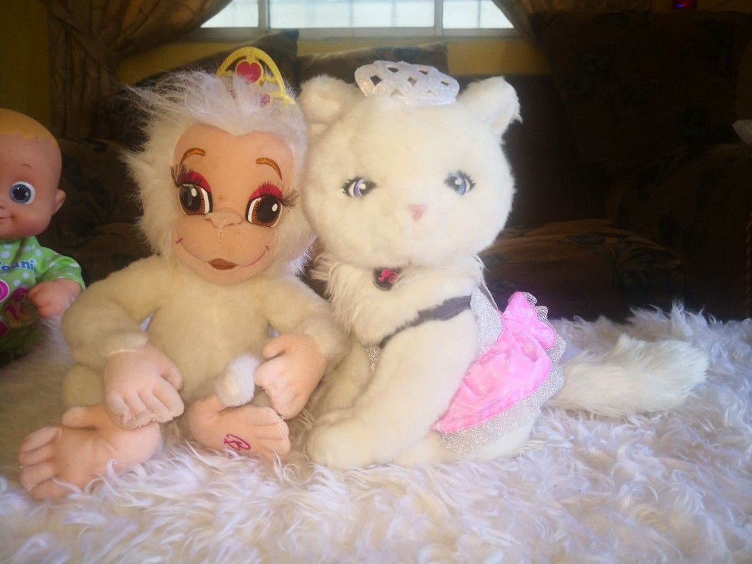 BARBIE MATTEL PRINCESS CAT & PRINCESS TALLULAH PLUSH MONKEY LIGHT ...