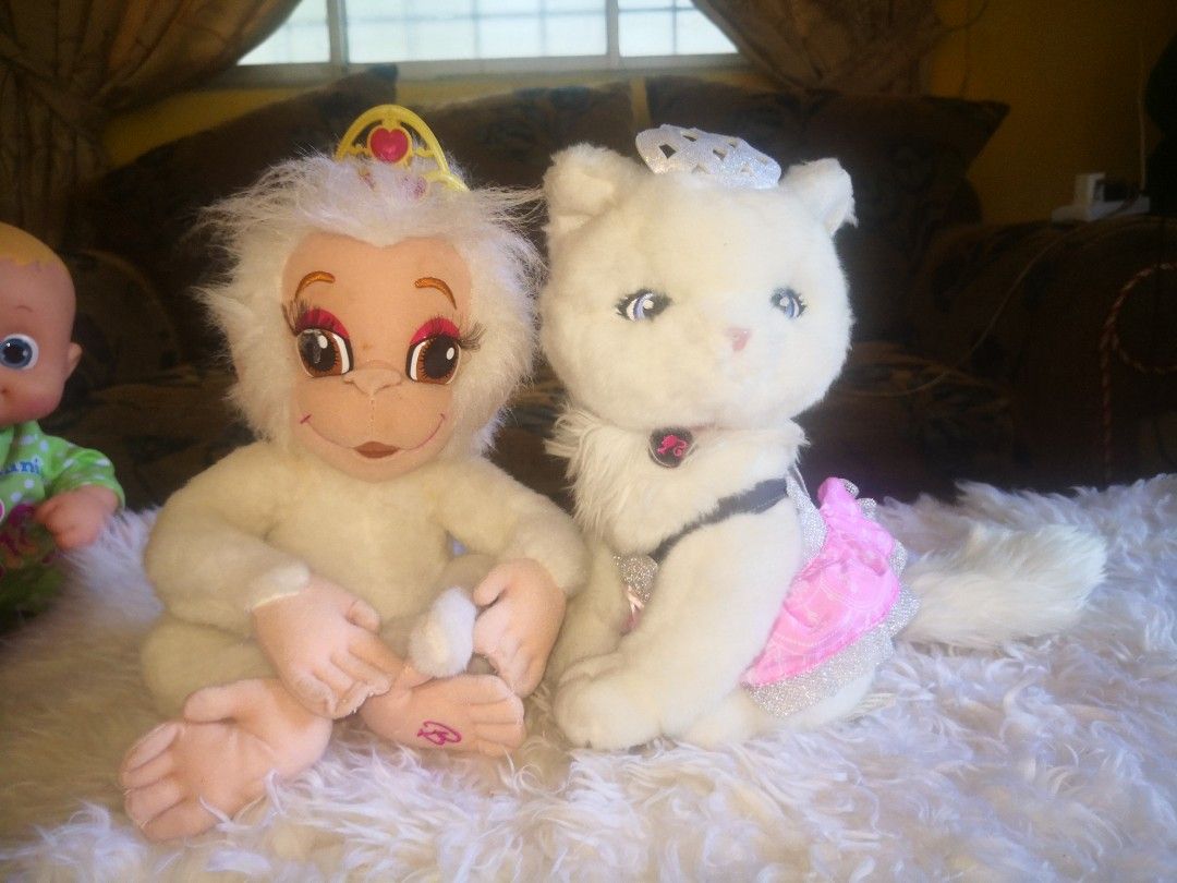 BARBIE MATTEL PRINCESS CAT & PRINCESS TALLULAH PLUSH MONKEY LIGHT ...