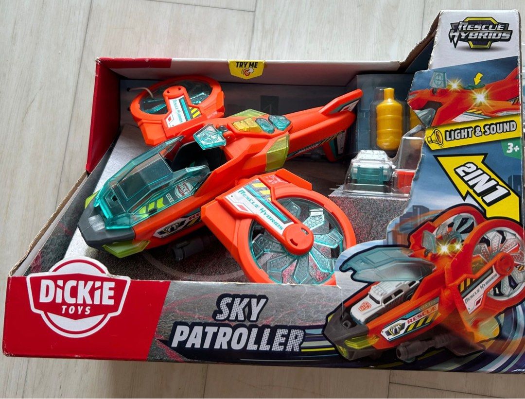 BNIB Dickie Toys 29cm Sky Patroller Orange Helicopter Plane with ...