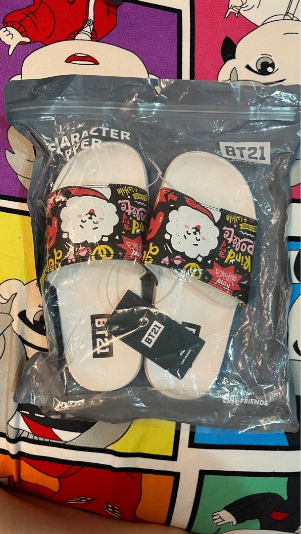 BT21 BTS JIN RJ SLIDES SLIPPERS LINE FRIENDS, Women's Fashion, Footwear ...