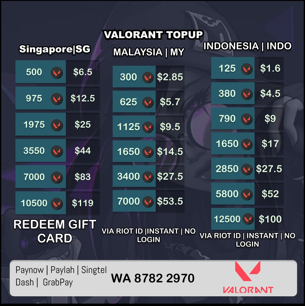 [CHEAPEST] Valorant Points Top UP | VP Top UP via Riot ID | Malaysia ...