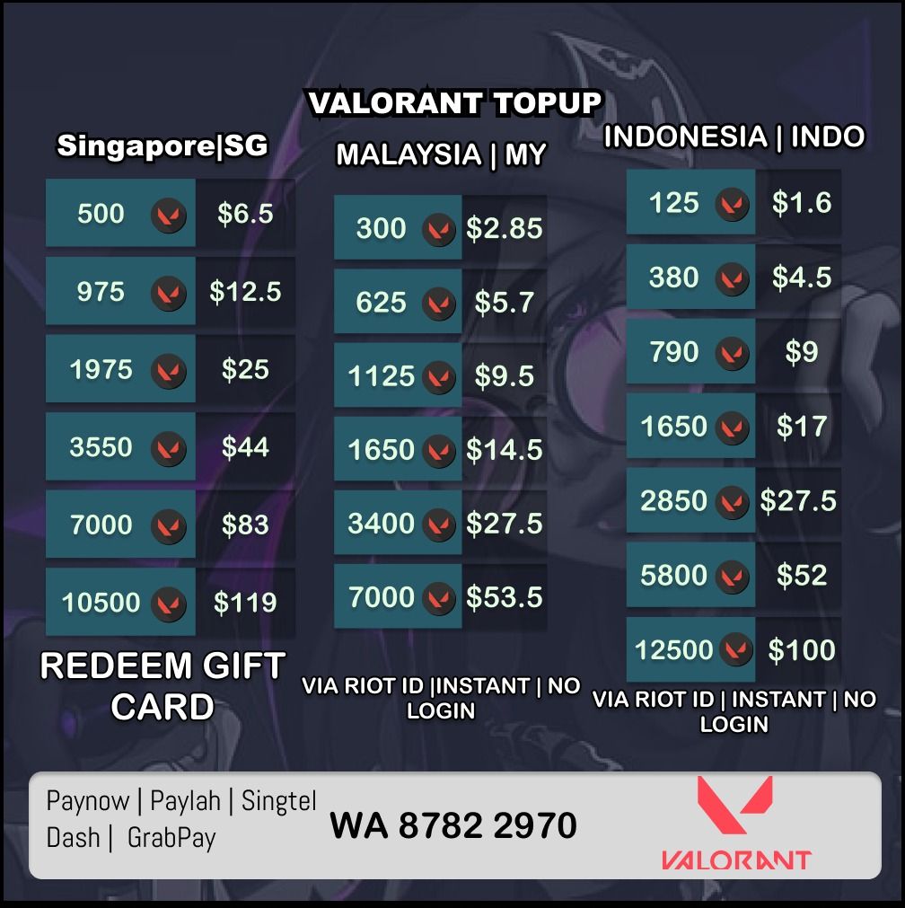 [CHEAPEST] Valorant Points Top UP | VP Top UP via Riot ID | Malaysia ...
