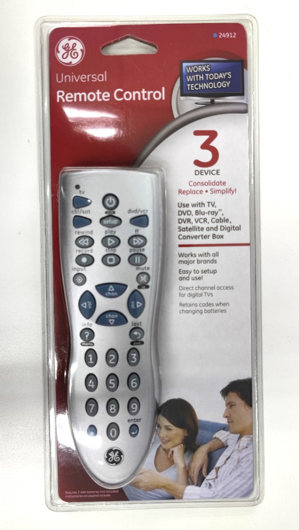 GE 24912 Universal Remote Control with 3 Device Configuration, Simple ...