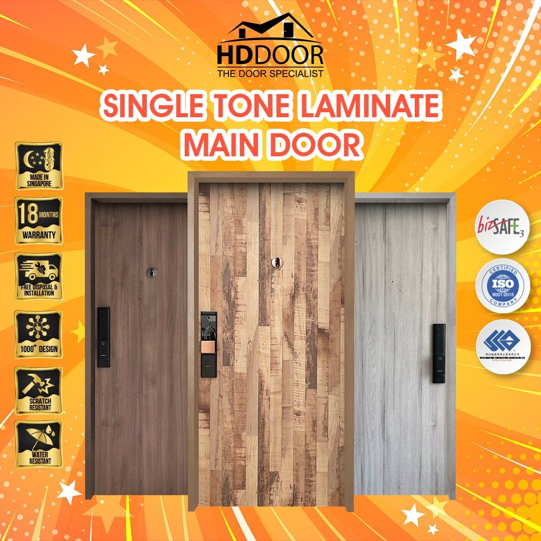 HDB Single Tone Design Laminate Main Door [HDB, BTO, CONDO], Furniture ...