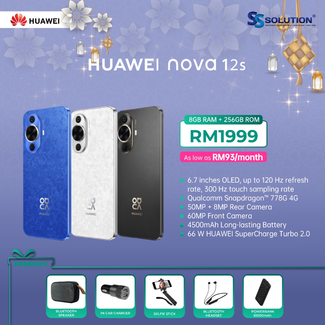 Huawei Nova 12s (8GB+256GB) 1 Year Warranty By Huawei Malaysia, Mobile ...