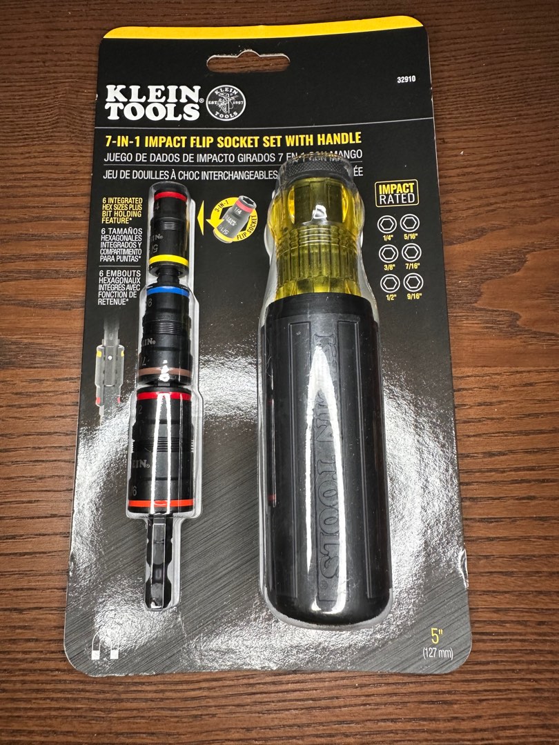 Klein Tools 32910 Impact Driver, 7-in-1 Impact Flip Socket Set with ...