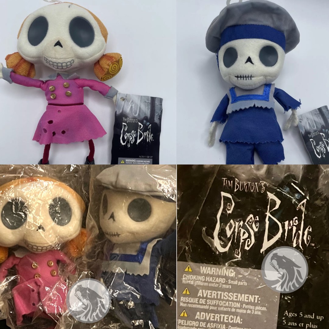 MCFARLANE CORPSE SKELETON GIRL & BOY PLUSHIES BUNDLE SEALED 2005 TIM ...