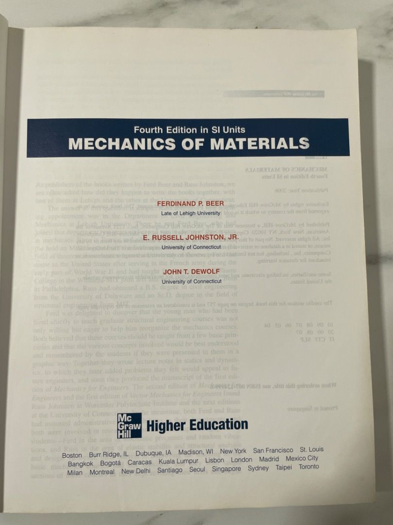 Mechanics of Materials Forth Edition in SI Units Ferdinand P. Beer E ...