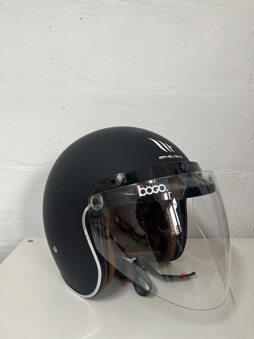Motorbike helmet MT Helmets Le Mans 2 SV Solid A1 Matt Black Retro ...
