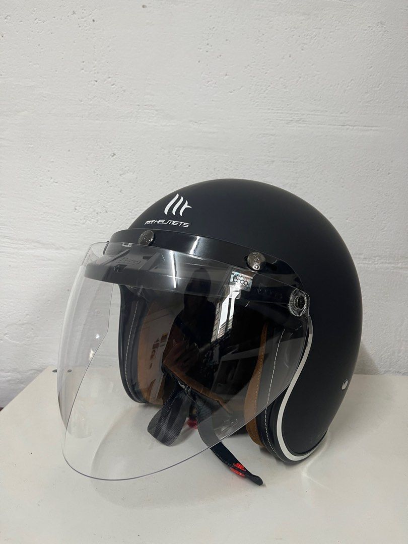 Motorbike helmet MT Helmets Le Mans 2 SV Solid A1 Matt Black Retro ...