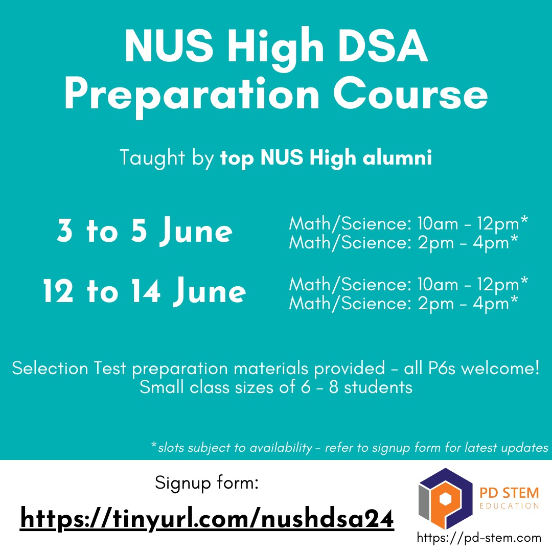 NUS High DSA Preparation Course 2024 - PD STEM Education, Hobbies ...