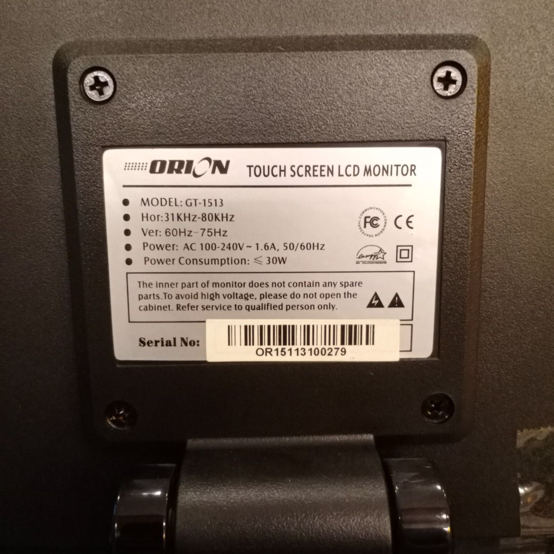 Orion-GT1513 15” LCD Touchscreen POS Monitor, Computers & Tech, Office ...