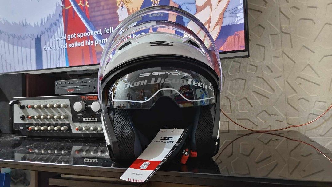 Spyder FUEL PD S0 V2 - Open Face Dual Visor Helmet (Artic White - Red ...