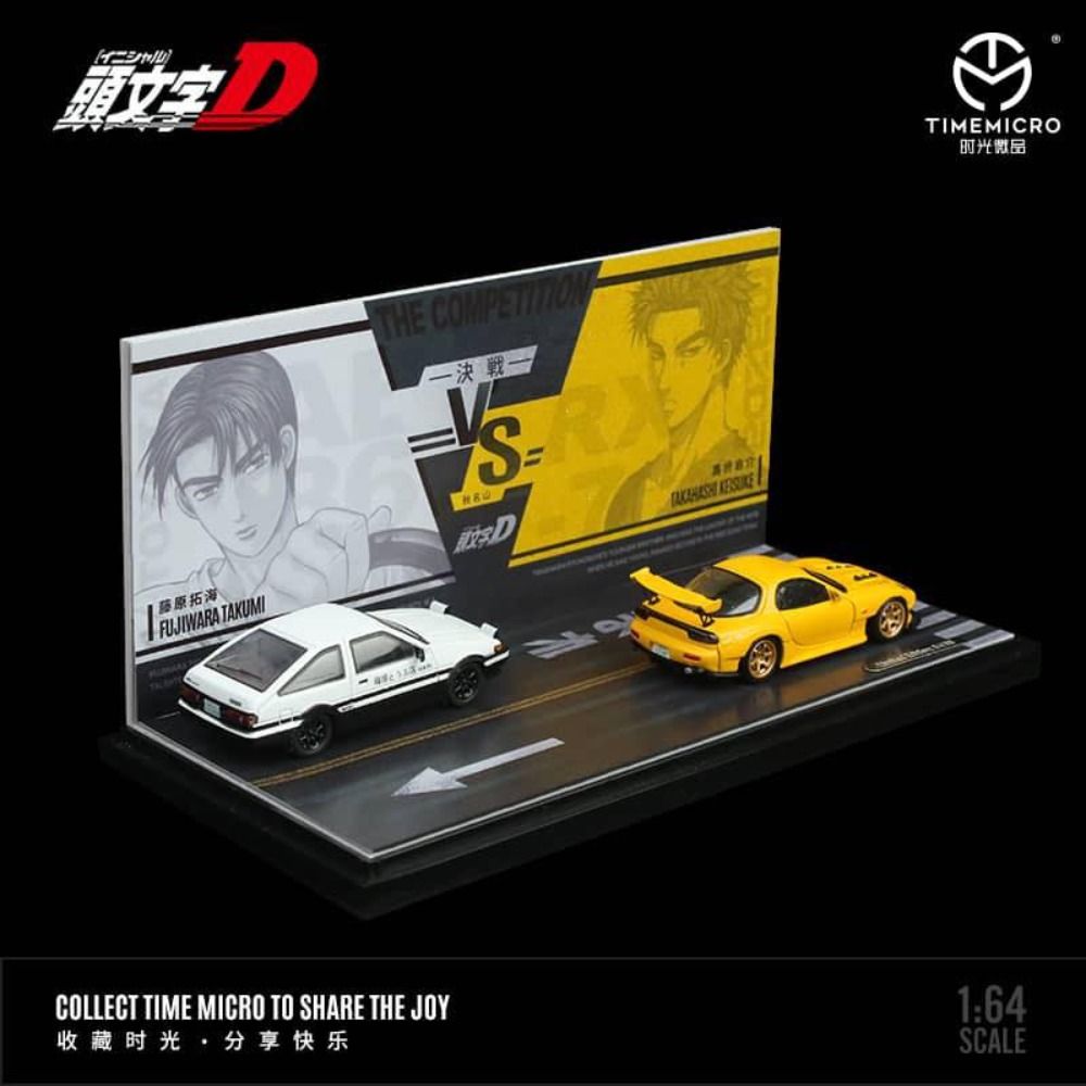 Time Micro 1/64 Scale Initial D Set of 2 Cars RX-7 FD3S + Sprinter ...