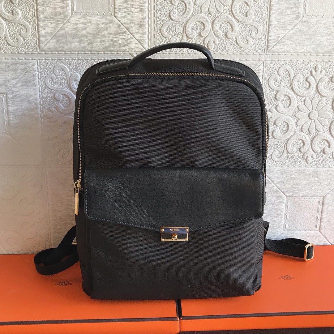 Tumi 100% Authentic Larkin Lauren Backpack Black Leather / Nylon ...