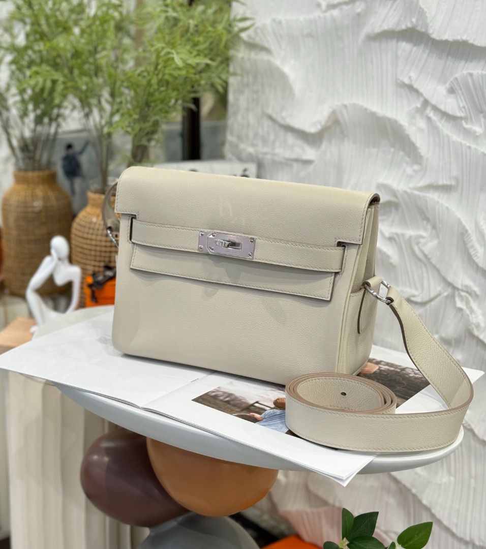 全新 !! Kelly Messenger PM 郵差包 8L beton 冰川白 evercolor ec皮 PHW 銀扣, 名牌, 手袋及 ...