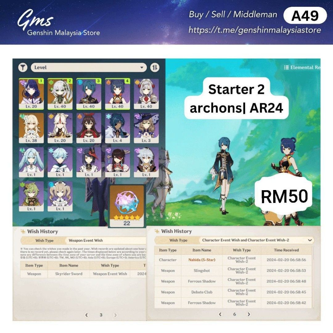 A49 Raiden Shogun Nahida Genshin Impact, Video Gaming, Video Games, Others on Carousell