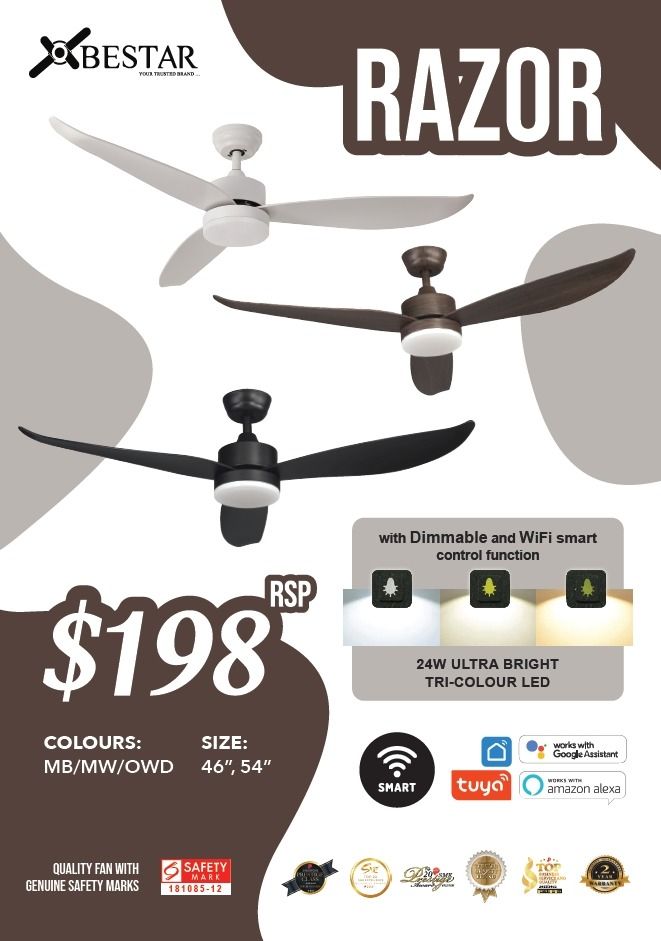 SG60 / CDC / Climate Voucher accepted Bestar Razor Smart Ceiling fan ...