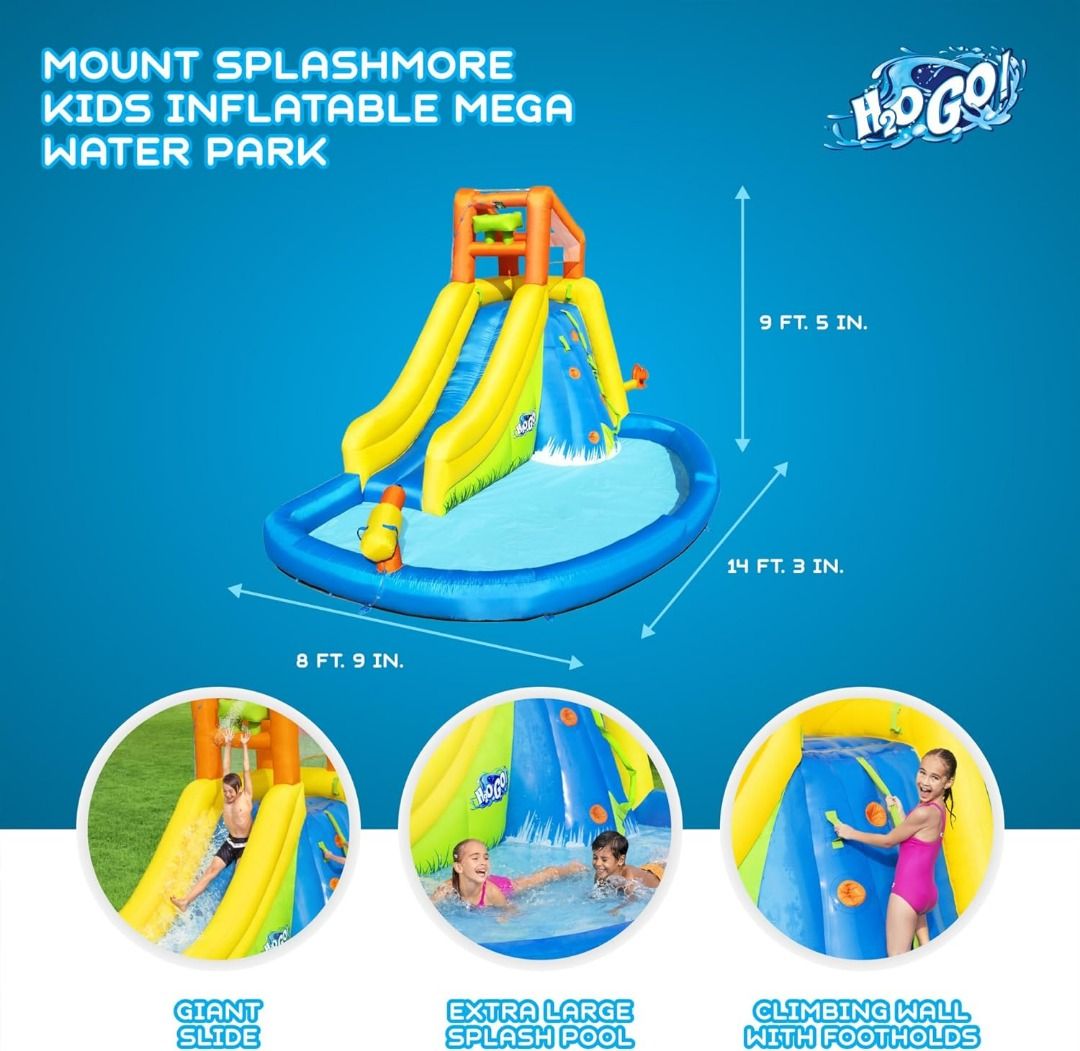 Bestway H2OGO Mount Splashmore Kids Inflatable Outdoor Backyard Water ...
