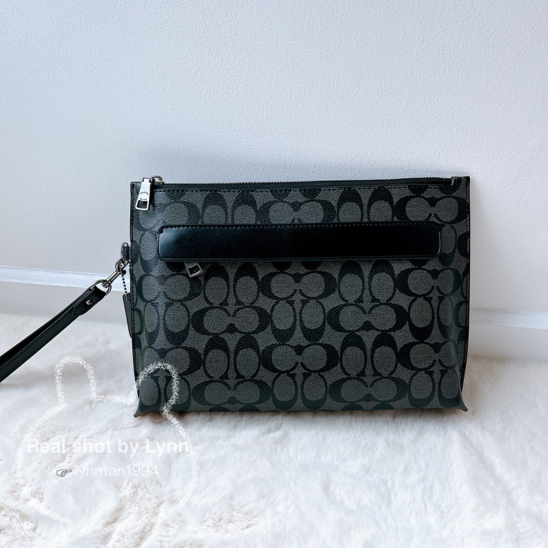 Coach Men Clutch Signature Canvas Black, Men's Fashion, Bags, Belt bags ...