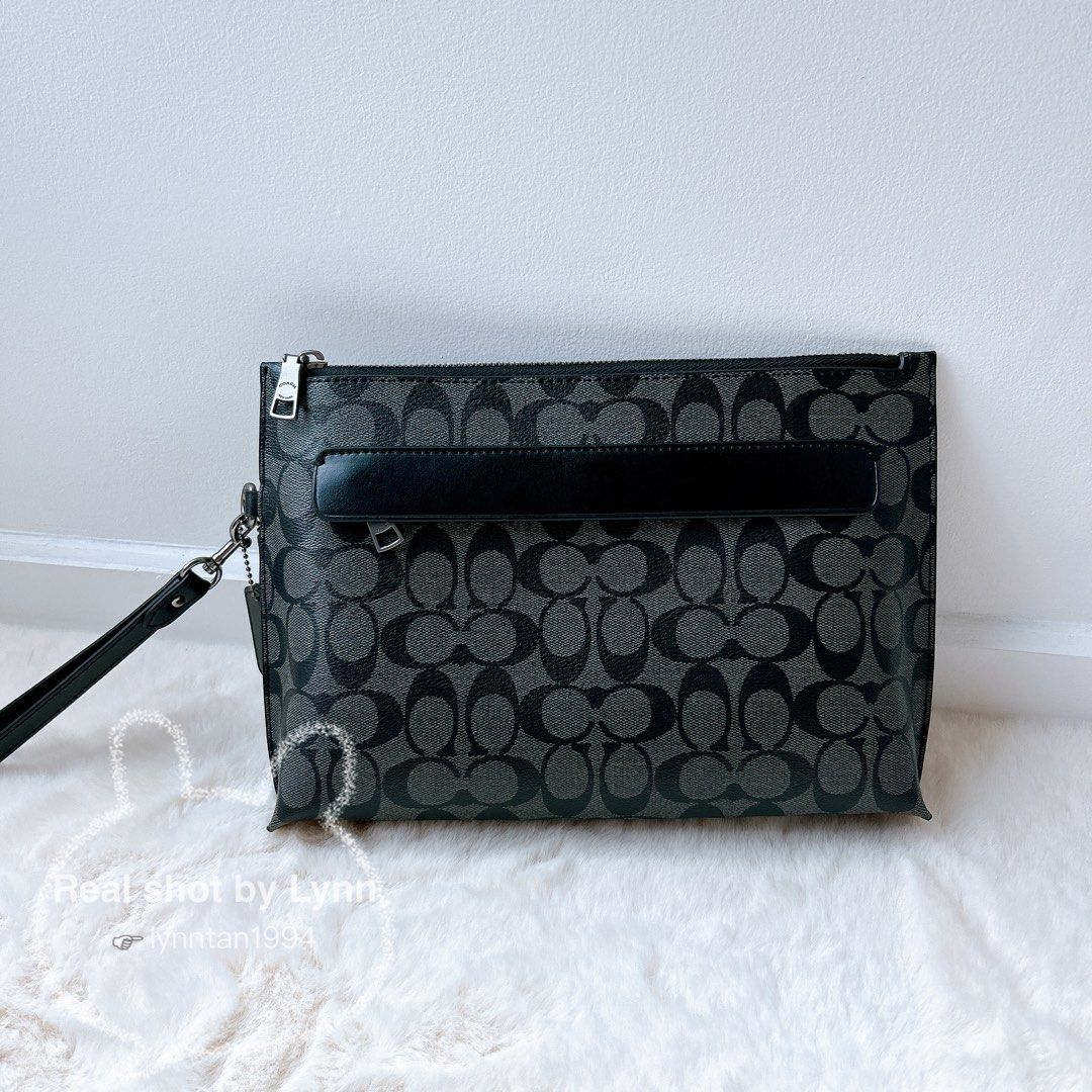 Coach Men Clutch Signature Canvas Black, Men's Fashion, Bags, Belt bags ...