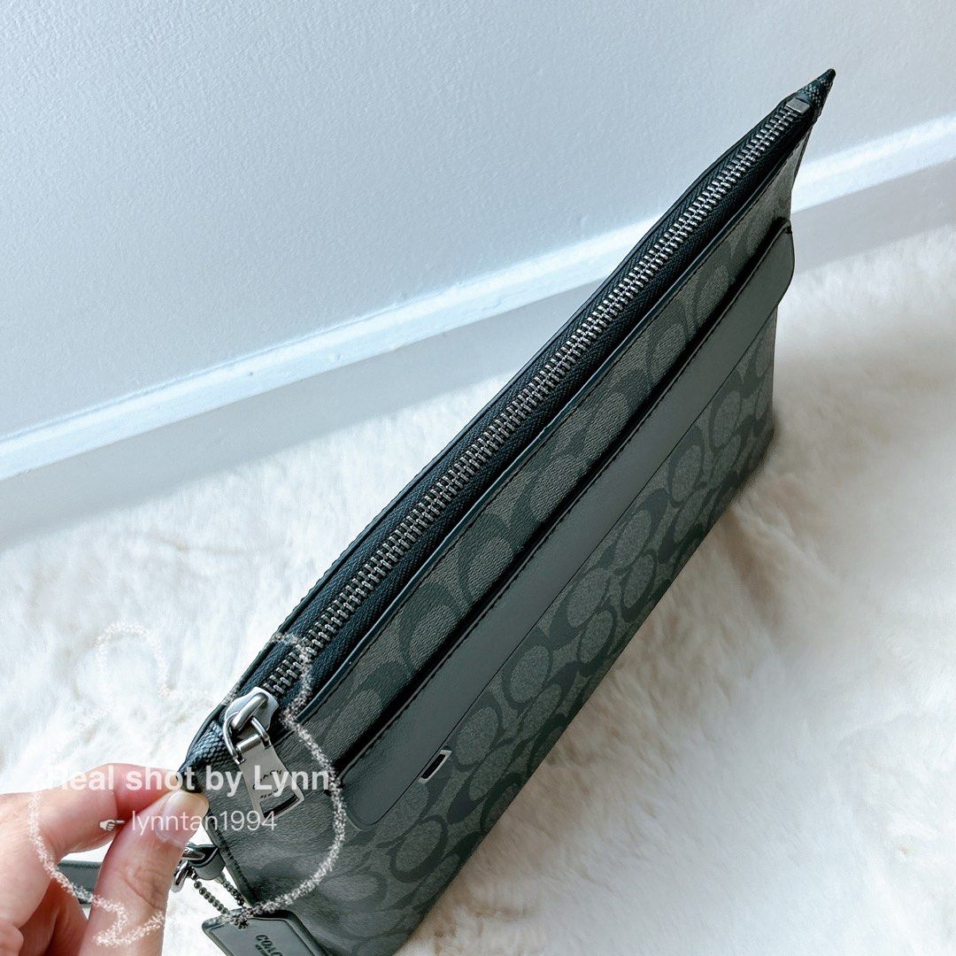 Coach Men Clutch Signature Canvas Black, Men's Fashion, Bags, Belt bags ...