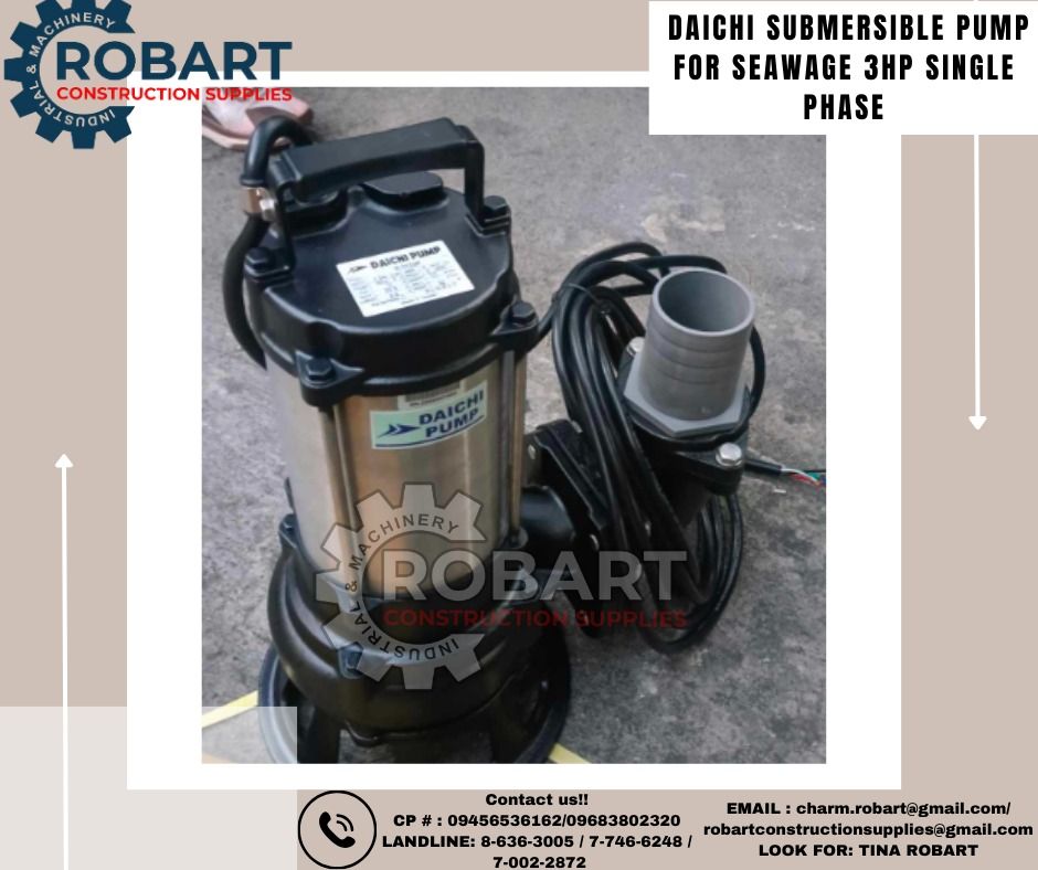 DAICHI Submersible Pump for Sewage 3HP Single Phase, Commercial ...