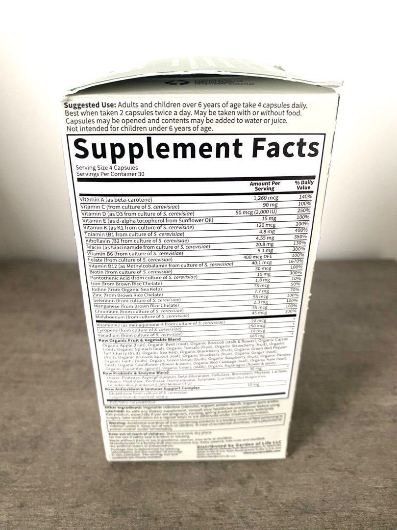 Garden of Life Vitamin Code, Family, Whole Food Multivitamin, 120 ...