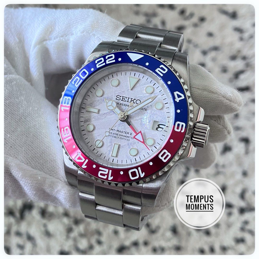 GMT Red Blue Pepsi Meteorite automatic watch - Seiko mod, Men's Fashion ...