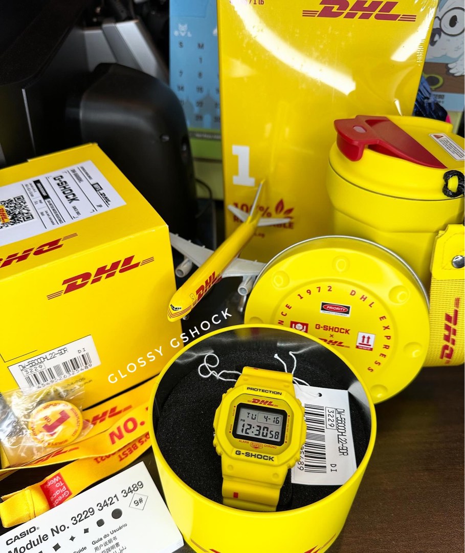 GSHOCK COLLABORATION DHL x DW-5600DHL22-9DR, Men's Fashion, Watches ...