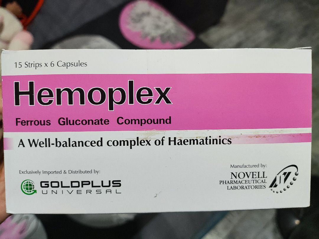Hemoplex Ferrous Gluconate Compound (15 strips x 6 capsules) (Expiry ...