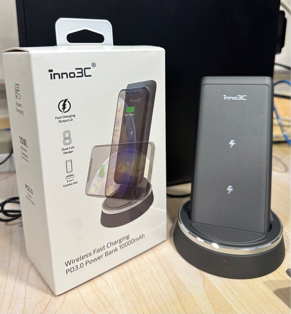 Inno3c wireless charger FC PD3.0 Power Bank 10000mAh 無線充電器, 手提電話, 電話及其他 ...