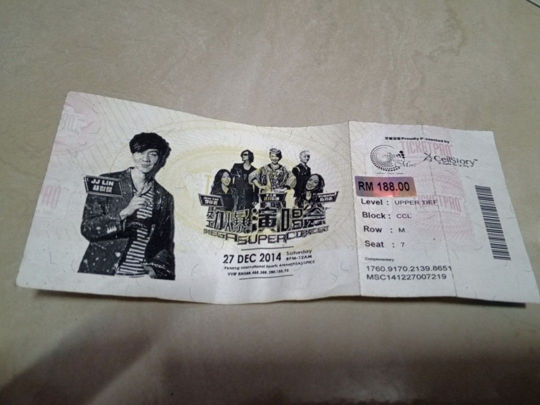 JJ Lin Mega Super Concert 2014 Ticket (Collection Only), Hobbies & Toys ...