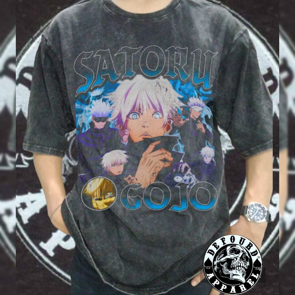 Kaos Anime Jujutsu Kaisen SATORU GOJO, Satoru Gojo Anime Vintage Wash ... Kaos Anime Jujutsu Kaisen SATORU GOJO, Satoru Gojo Anime Vintage Wash ...