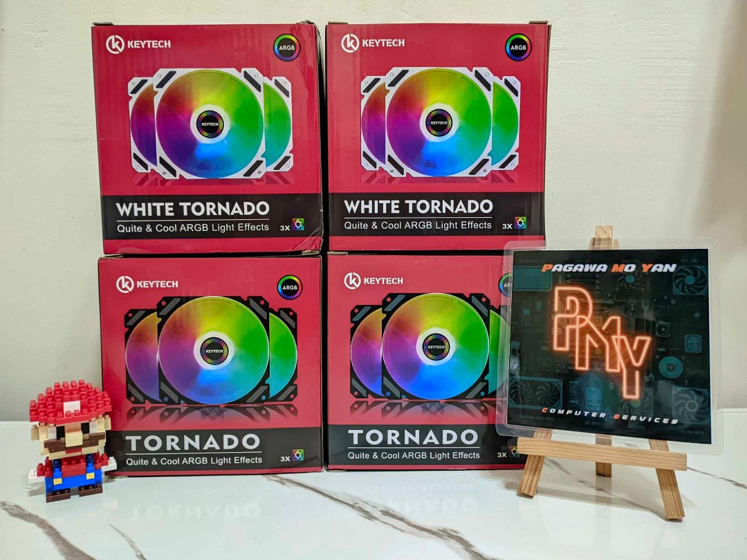 Keytech White/ Black Tornado 3in1 120mm Chassis Fan with Control Hub ...