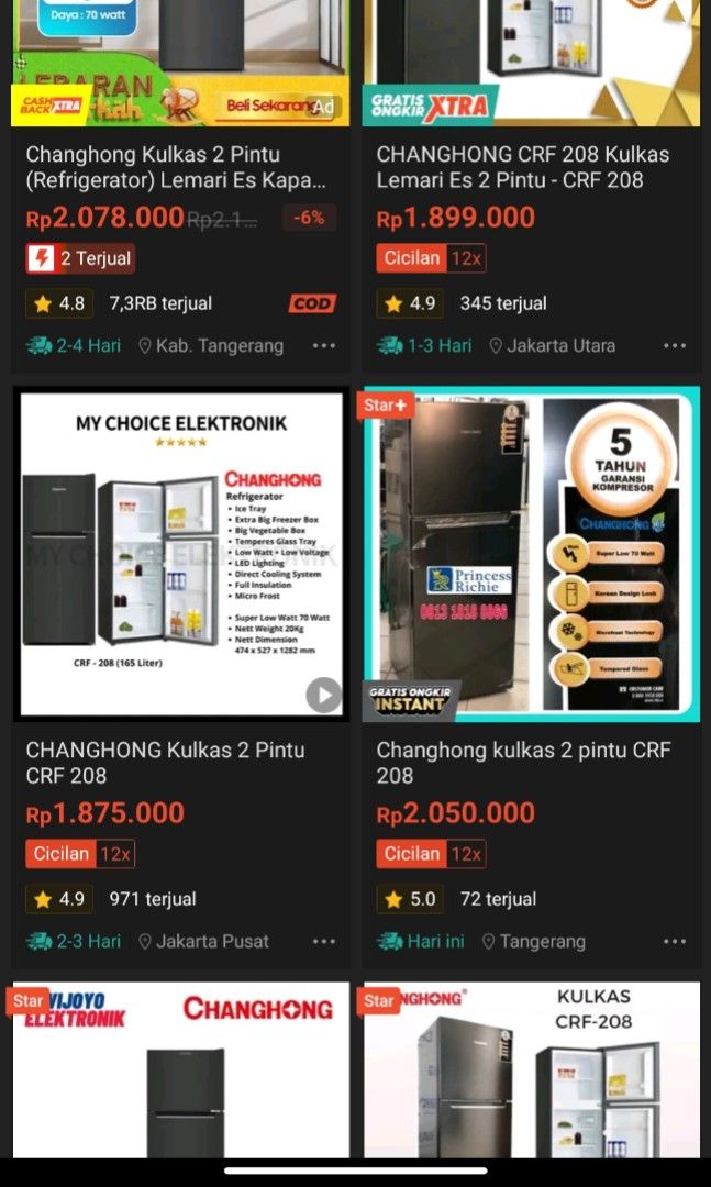 Kulkas 2 pintu Changhong, Kitchen & Appliances di Carousell