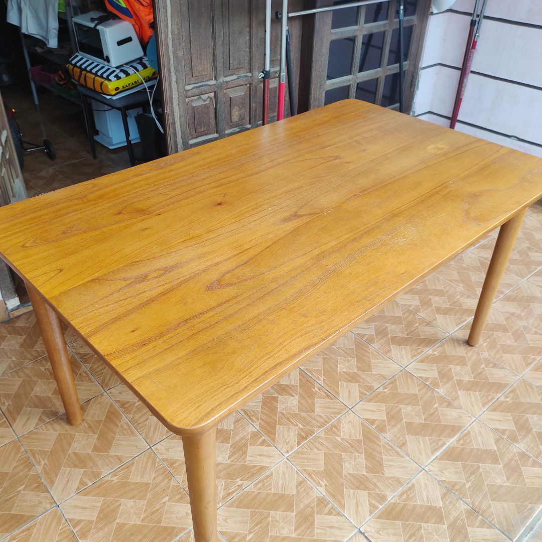 Meja Makan Kayu Fabelio tanpa Kursi / Indonesian Wood Dining Table 150cm x 90cm,T:76cm ...