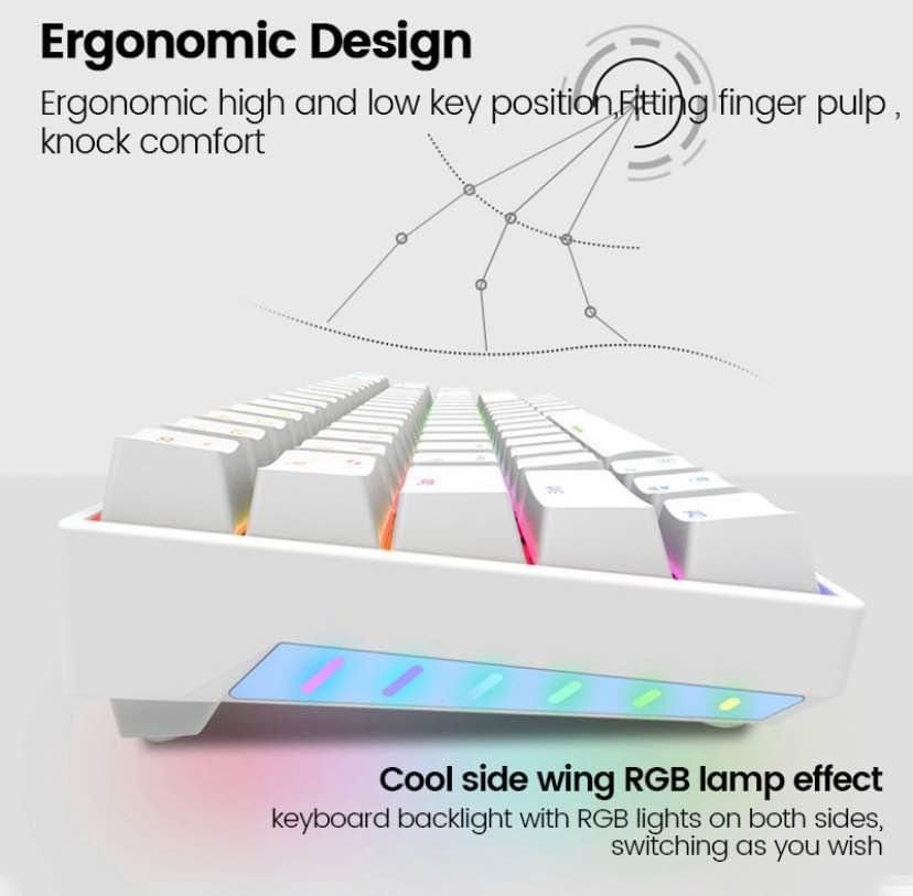 royal kludge rk71 rgb white gaming mechanical keyboard bluetooth ...