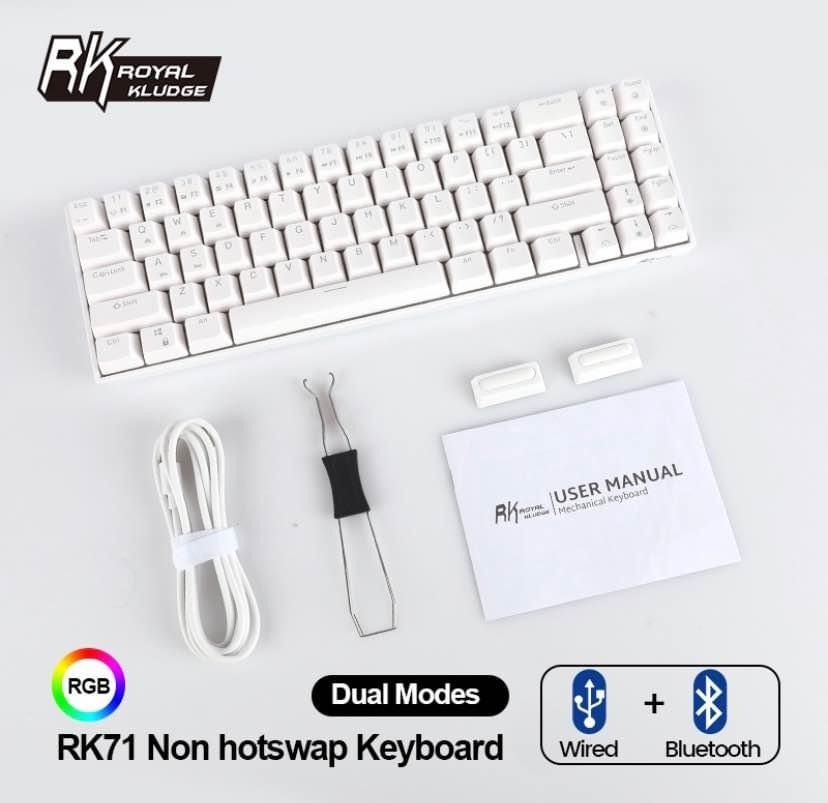 royal kludge rk71 rgb white gaming mechanical keyboard bluetooth ...