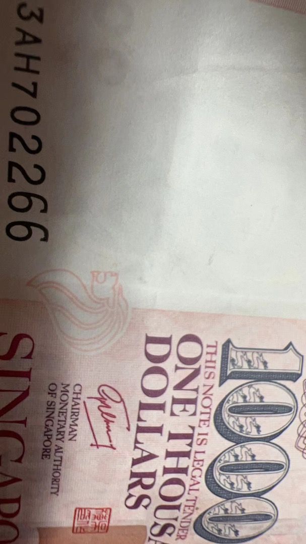 SINGAPORE $1000 note 1000, Hobbies & Toys, Memorabilia & Collectibles, Currency on Carousell