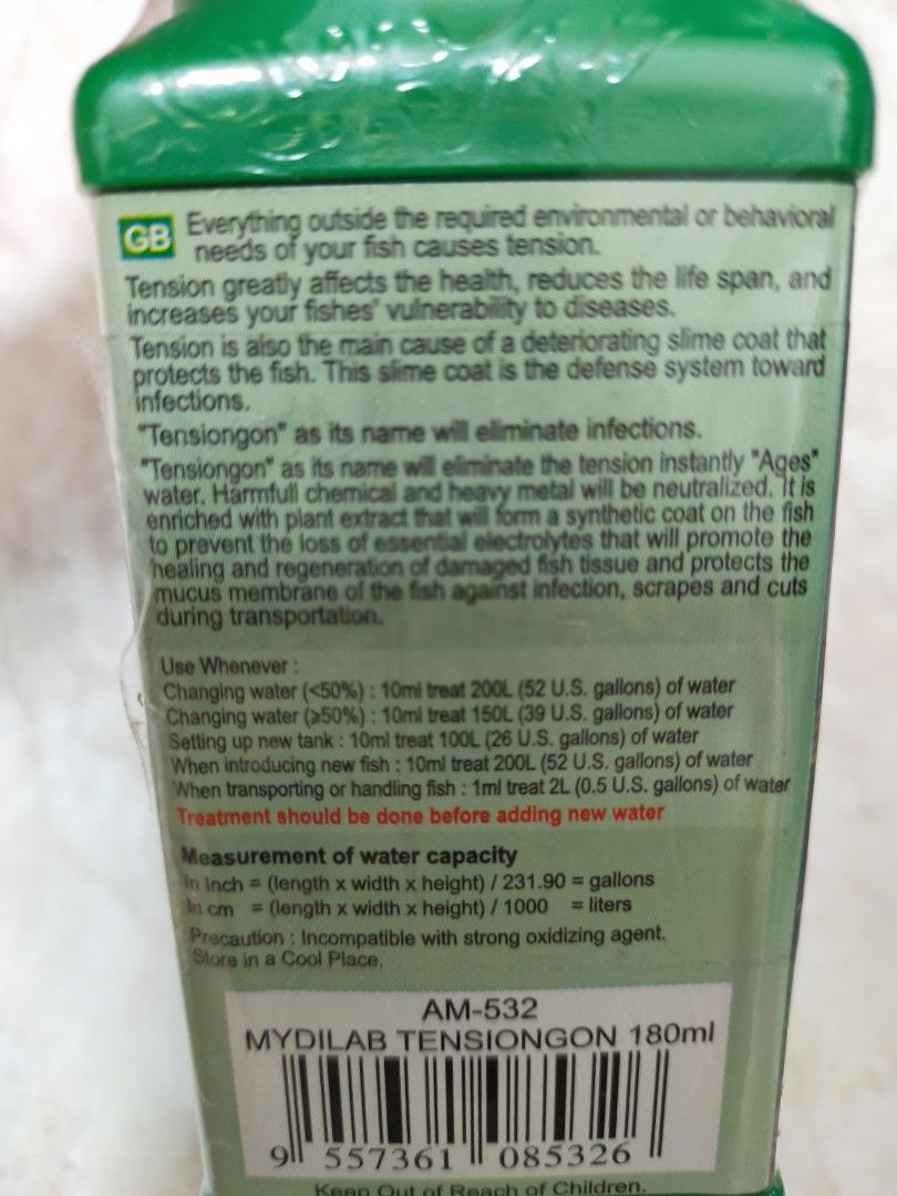 Tension Gon All in One Water Conditioner (180ml), Pet Supplies, Health ...