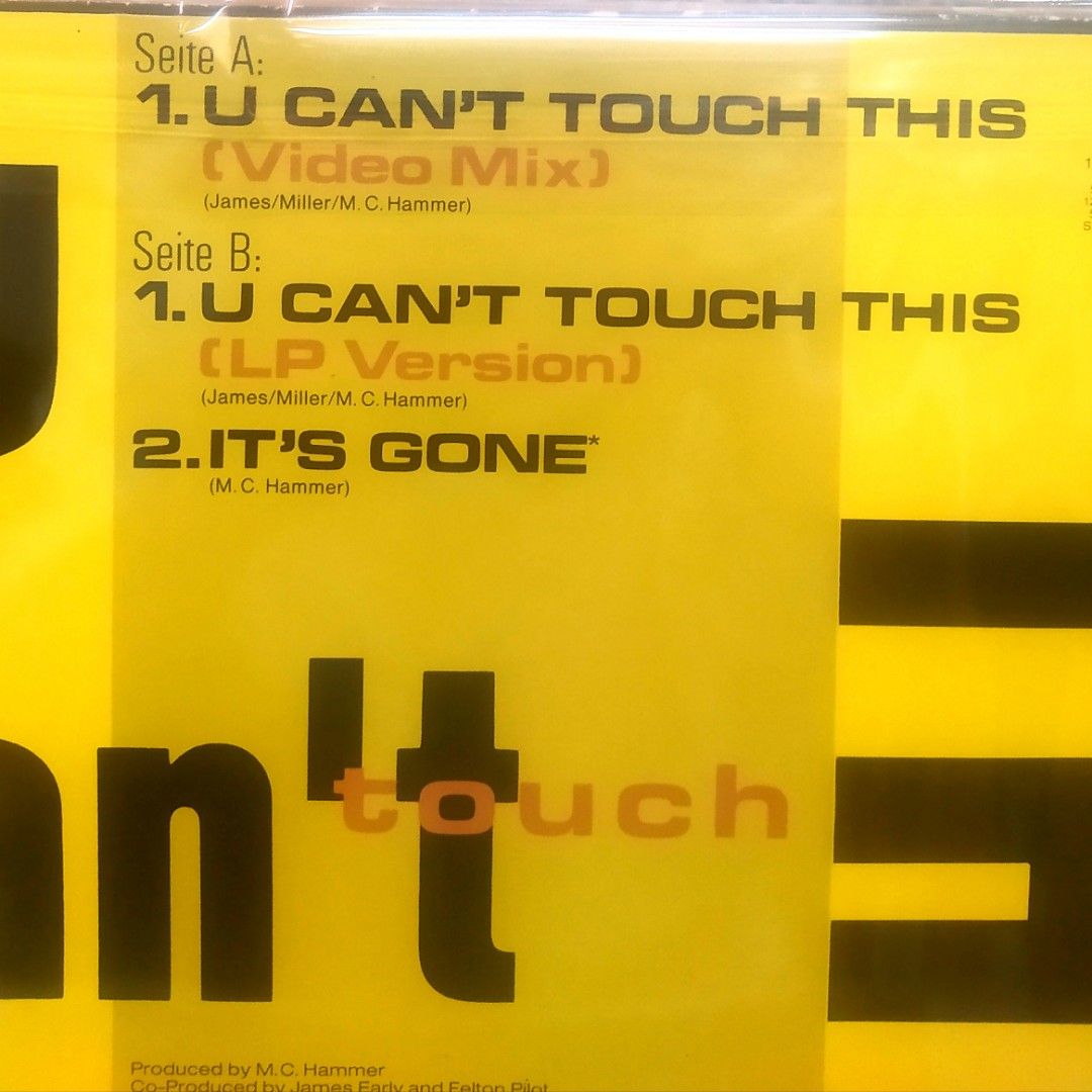 12 INCH MC Hammer - U Can't Touch This 45 RPM SINGLE. VINYL RECORD ...