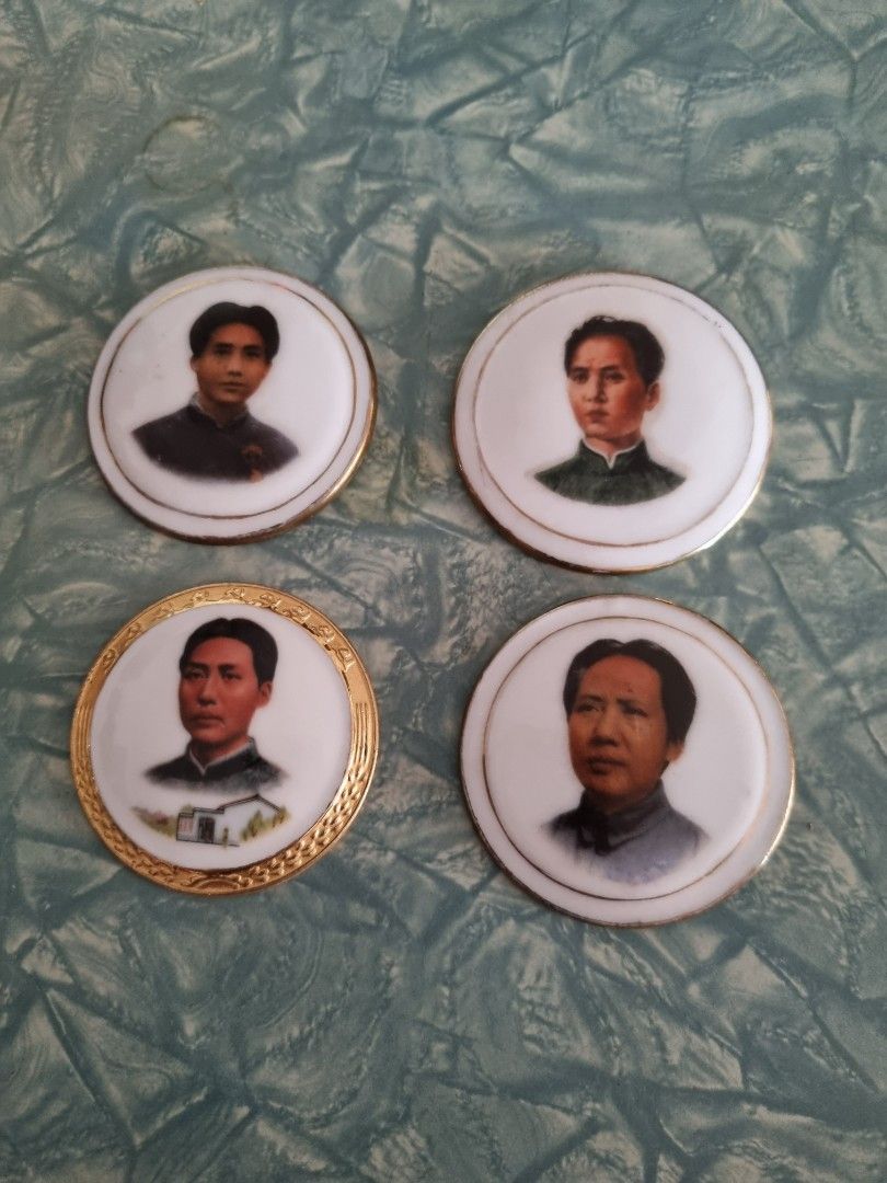 Antique Porcelain Color Badge by Communist China Chairman Mao, one for ...